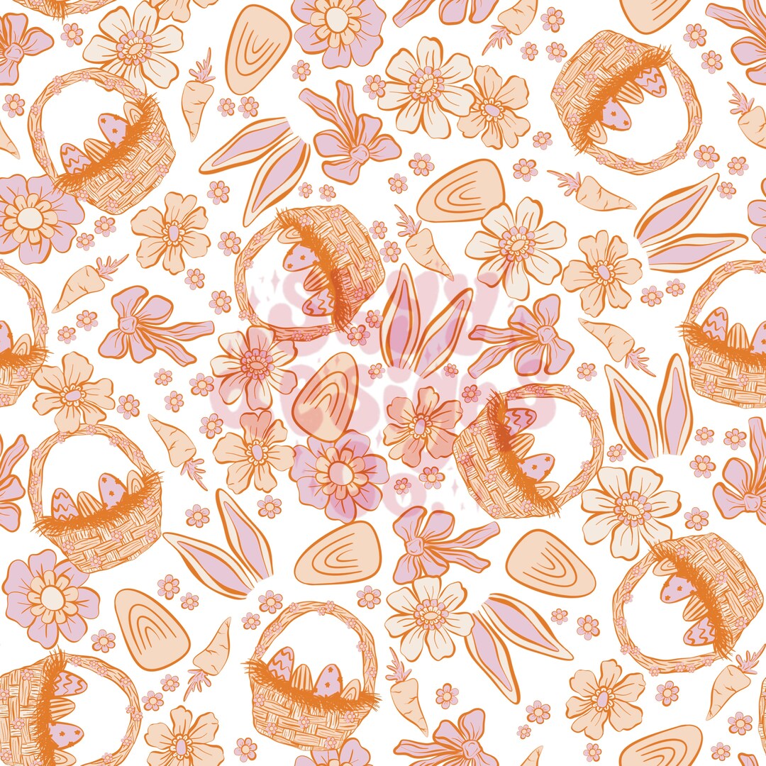 Boho Floral Easter Digital Seamless Pattern for Fabrics and Wallpapers ...