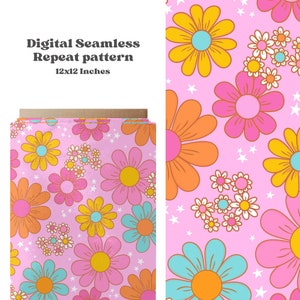 Bright Spring Retro Daisy Floral Digital Seamless Pattern for Fabrics ...