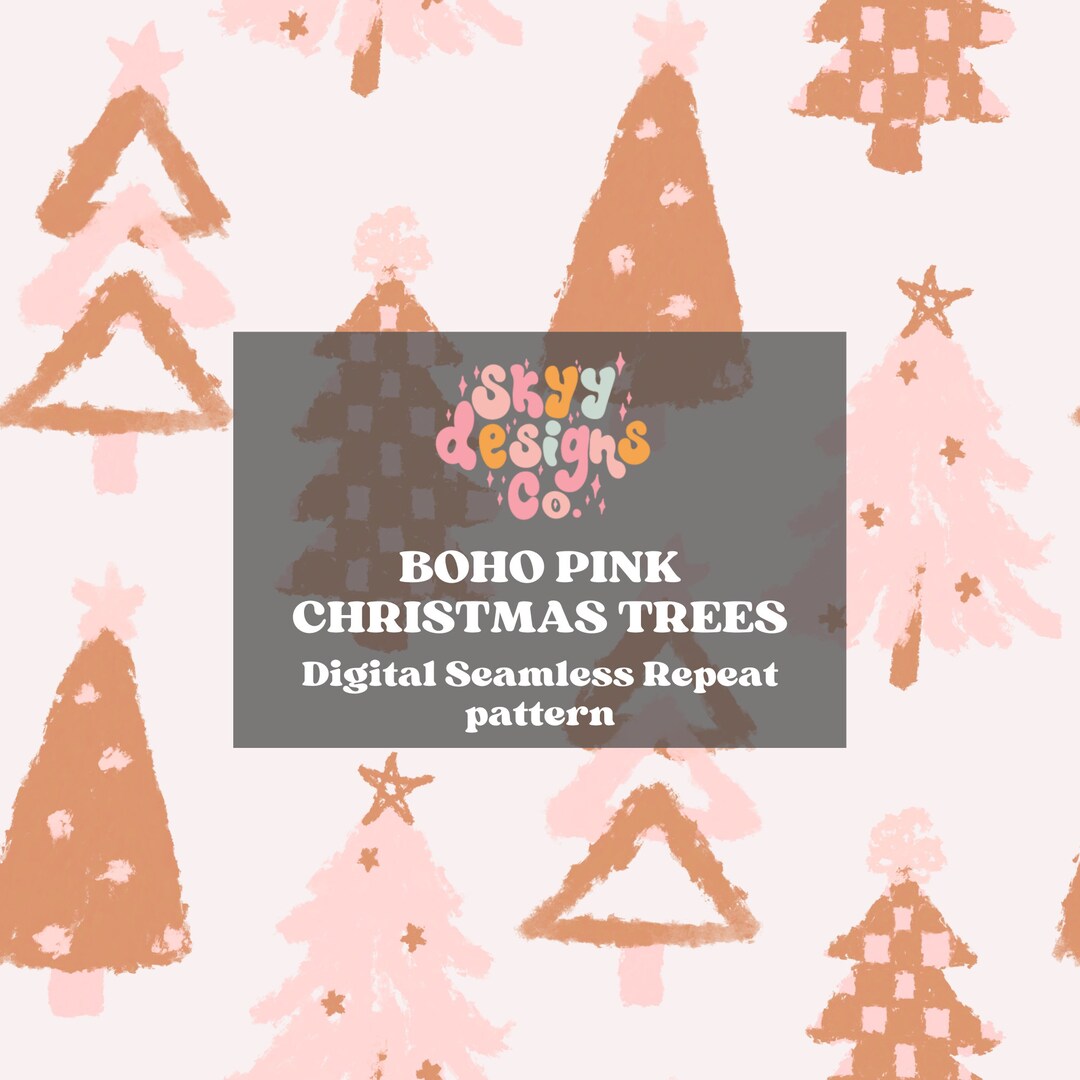 Boho Christmas Trees Neutral Digital Seamless Pattern for Christmas ...