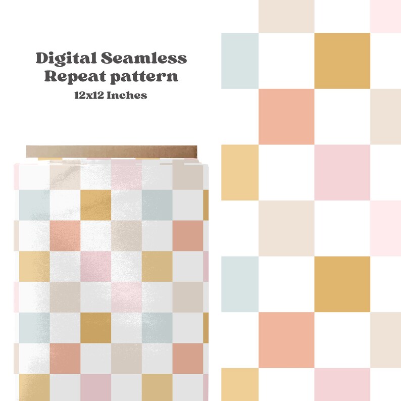 Pastel Retro Checkered Seamless Pattern for Spring and Summer, Muted ...