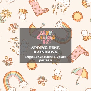 Pastel Springtime Digital Seamless Pattern for Fabrics and Wallpapers ...