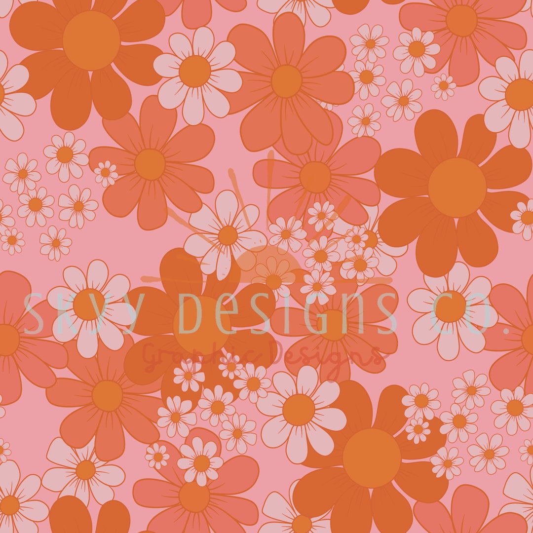 Pink Retro Floral Digital Seamless Pattern for Fabrics and Wallpapers ...