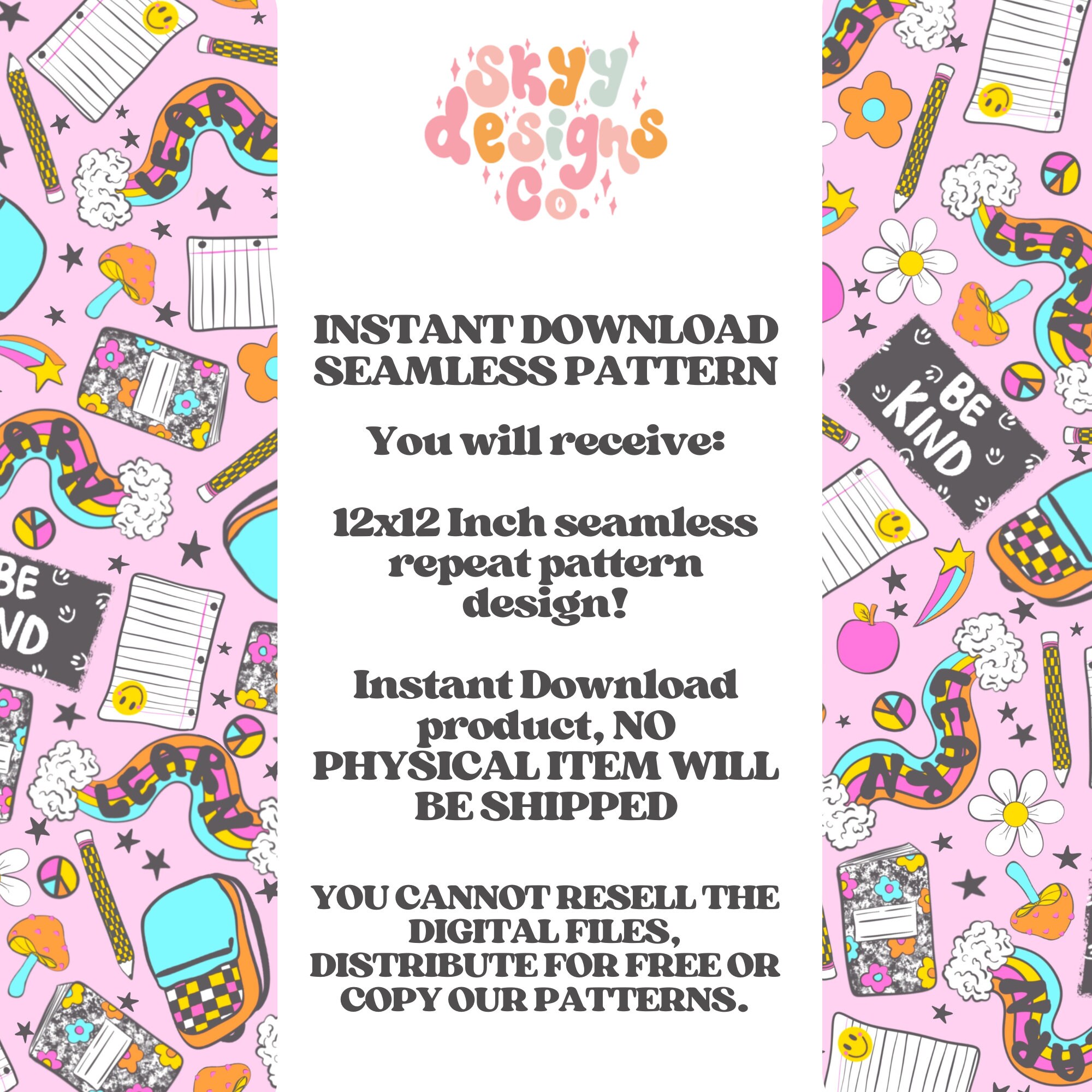 Retro School Supplies Seamless Pattern, Bright Trendy Learning Pattern ...