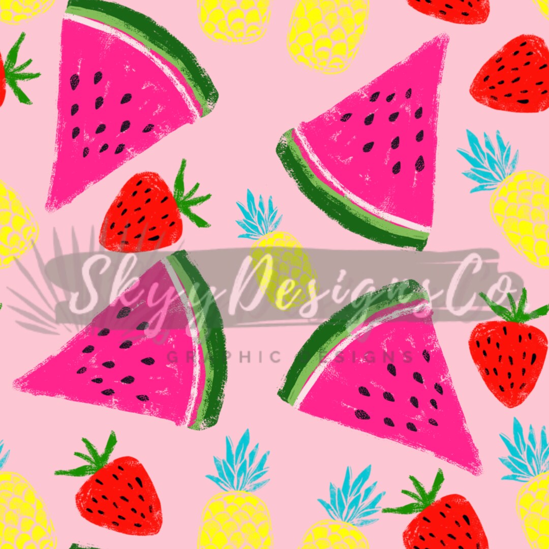 Bright Fruits Digital Seamless Pattern for Fabrics and Wallpapers, Neon ...