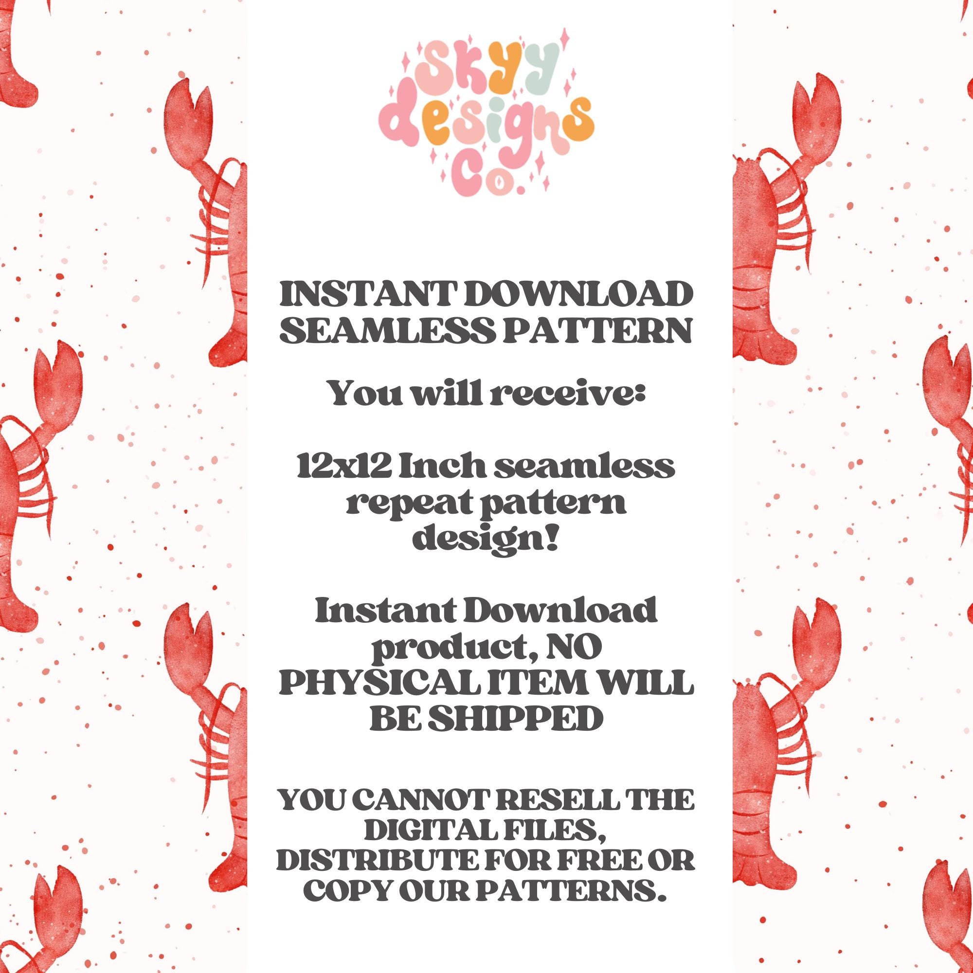 Nautical Watercolor Lobster Seamless Pattern Design for Summer, Lobster ...