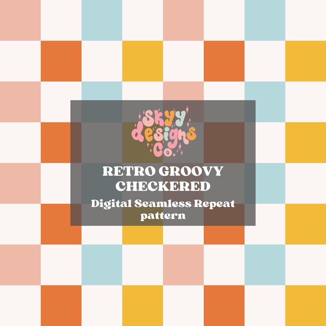Retro Groovy Checkered Digital Seamless Pattern for Fabrics, Repeat ...
