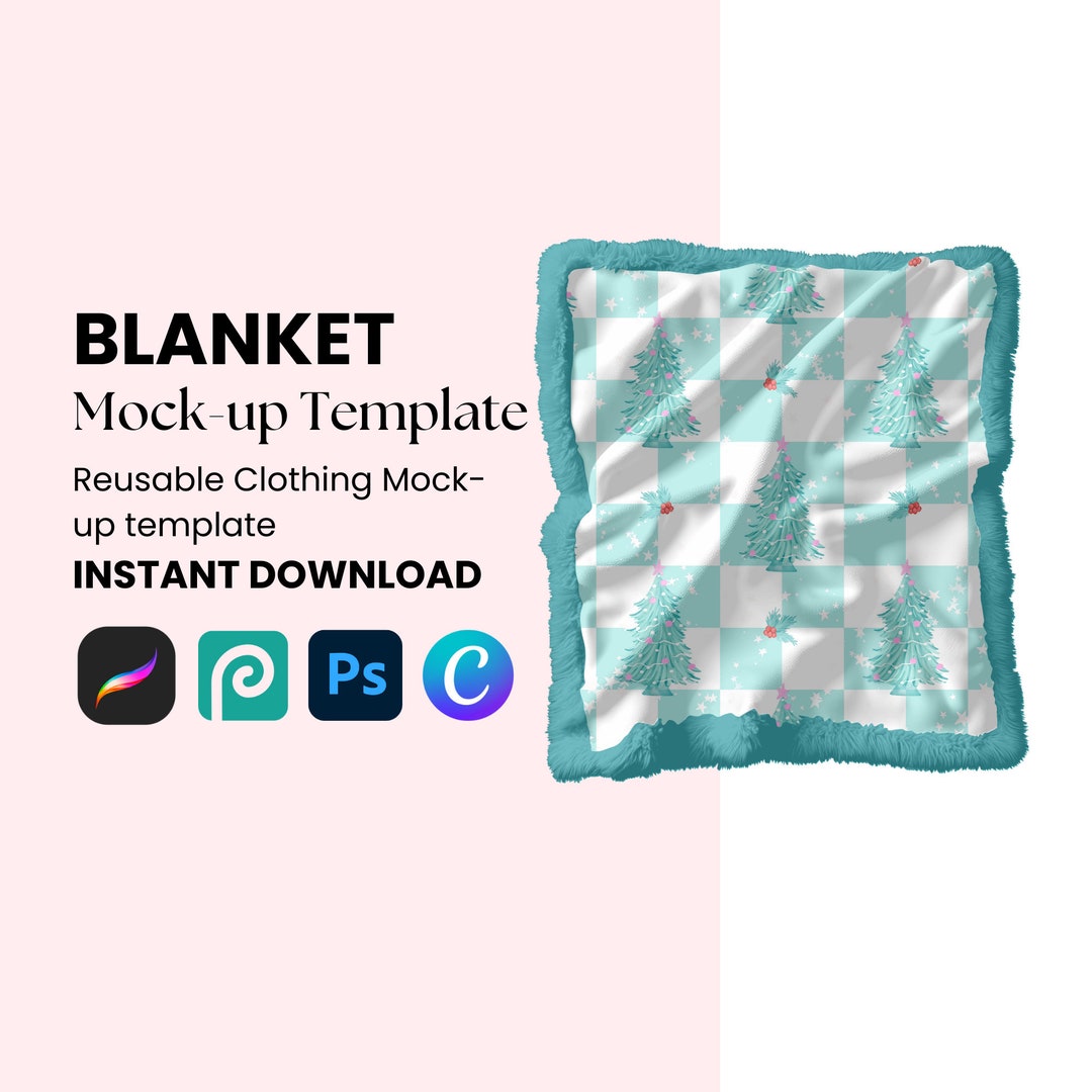 Fuzzy Sherpa Blanket Mock-up Template for Canva, Procreate, and ...