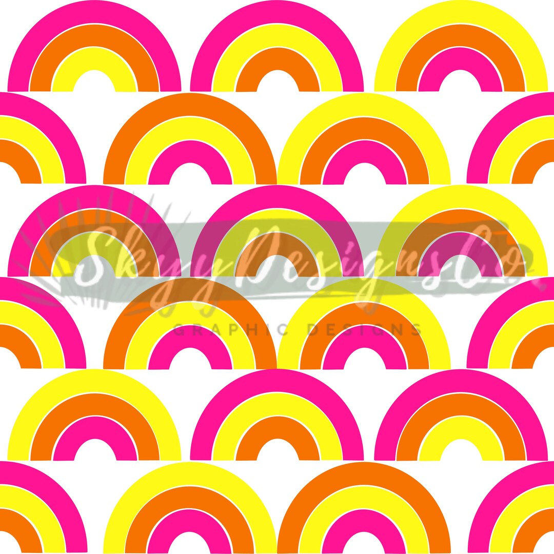 Bright Retro Rainbows Digital Seamless Pattern for Fabrics and ...