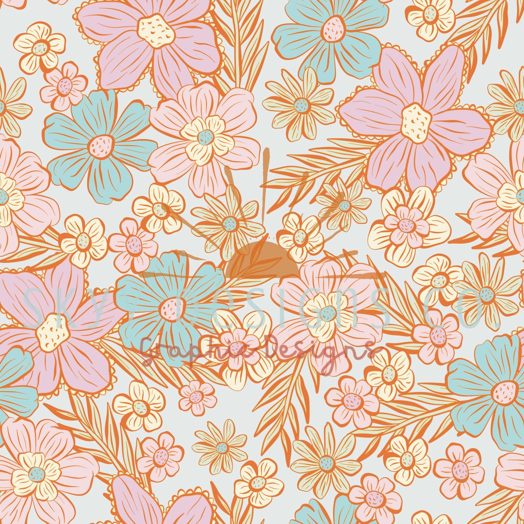 Pastel Spring Dainty Floral Digital Seamless Pattern for Fabrics and ...