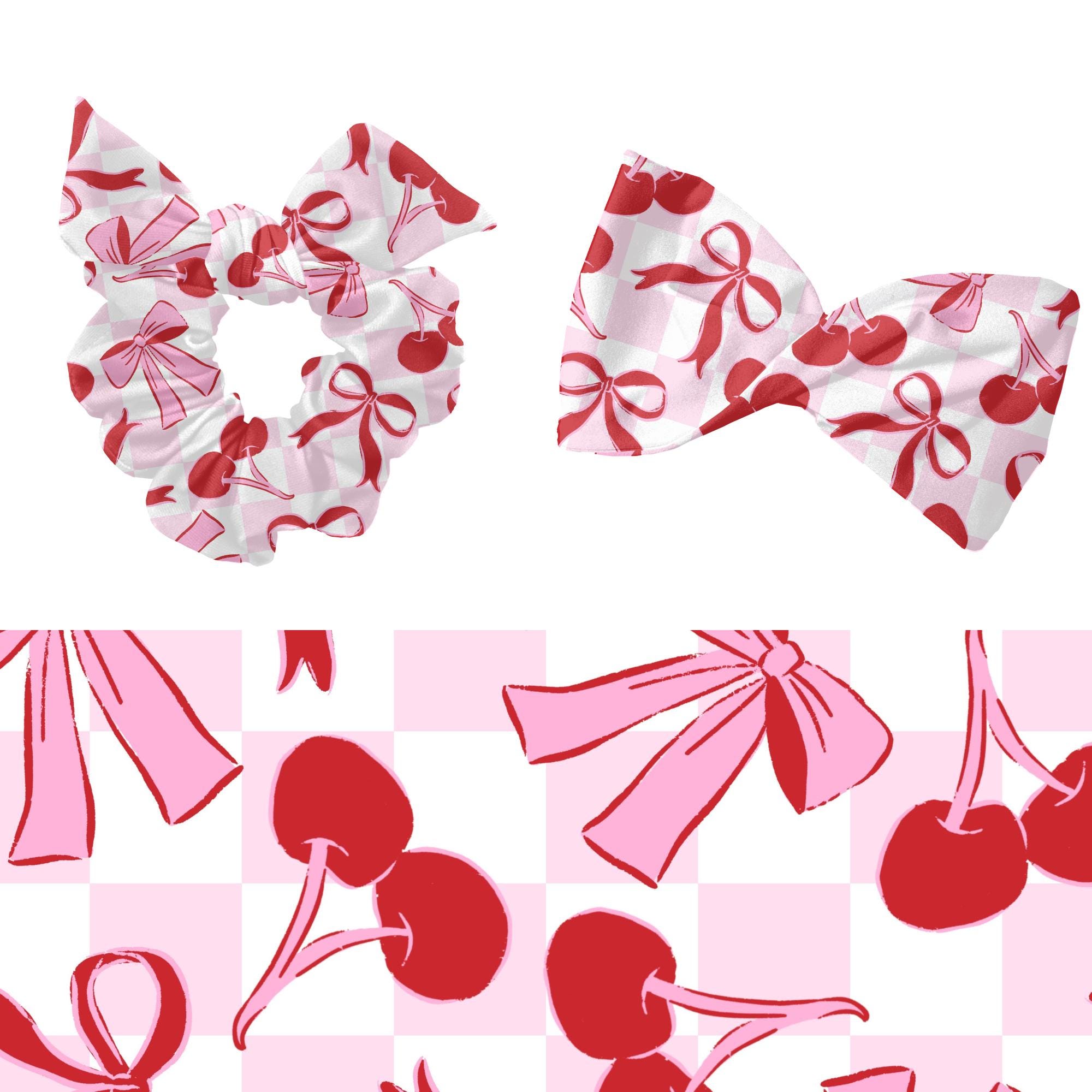 Checkered Cherry Bows Seamless Pattern for Valentine's Day, Preppy ...