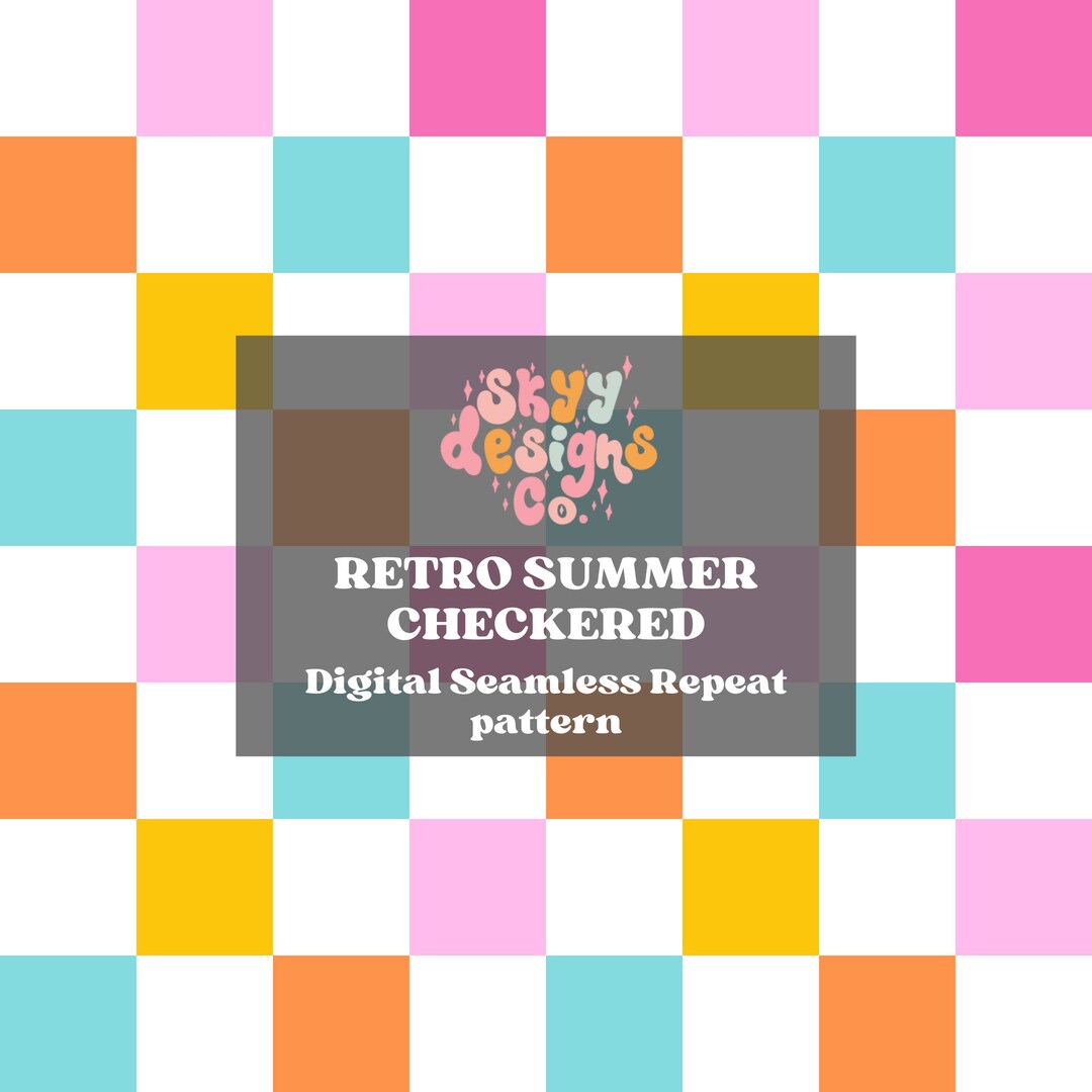 Summer Retro Checkered Digital Seamless Pattern, Seamless Pattern Retro ...