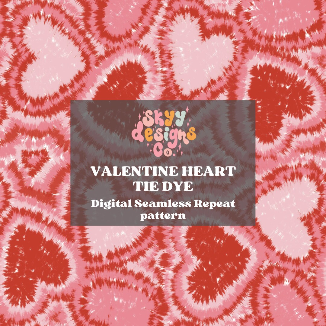 Abstract Tie Dye Hearts Seamless Pattern for Valentine's Day Digital ...