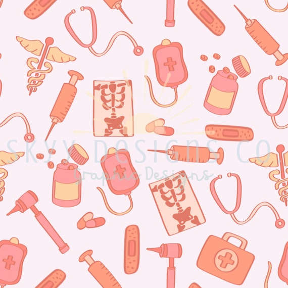 Girly Nurse Medical Digital Seamless Pattern for Fabrics and - Etsy