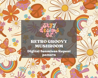 Groovy Retro Summer Daisy Waves Seamless Pattern for Retro - Etsy