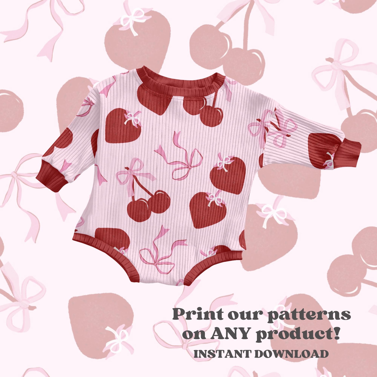 Coquette Fruit Seamless Pattern for Valentine's Day, Preppy Strawberry ...