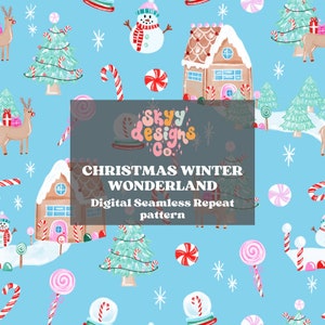 Winter Gingerbread House Seamless Pattern, Trendy Watercolor Christmas ...