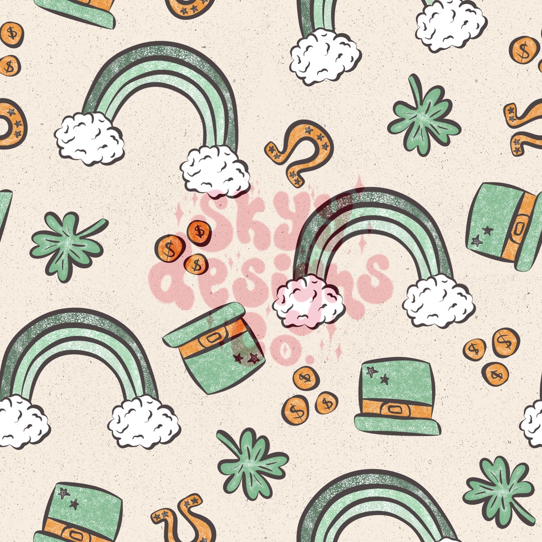 Lucky Rainbows and Clovers Seamless Pattern for St. - Etsy