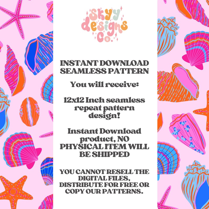 Bright Neon Seashells Seamless Pattern for Summer, Tropical Shells ...