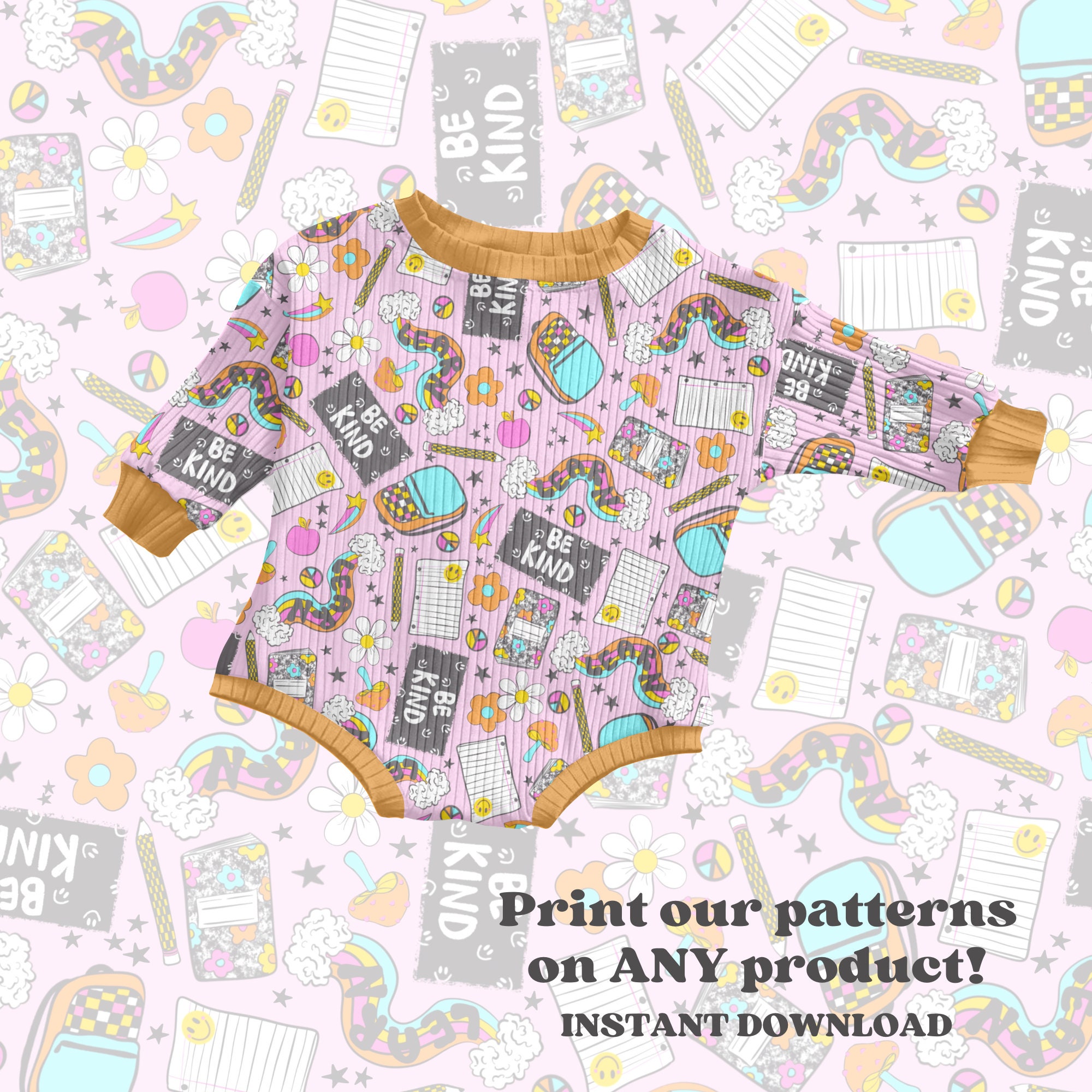Retro School Supplies Seamless Pattern, Bright Trendy Learning Pattern ...