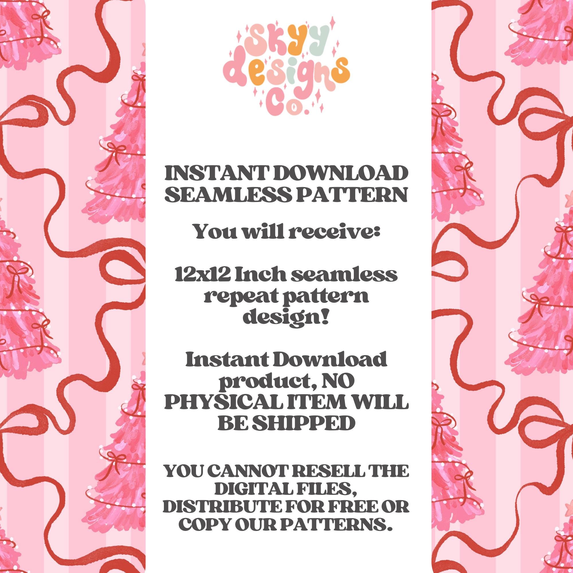 Coquette Pink Christmas Trees and Bows Seamless Pattern Design Digital ...