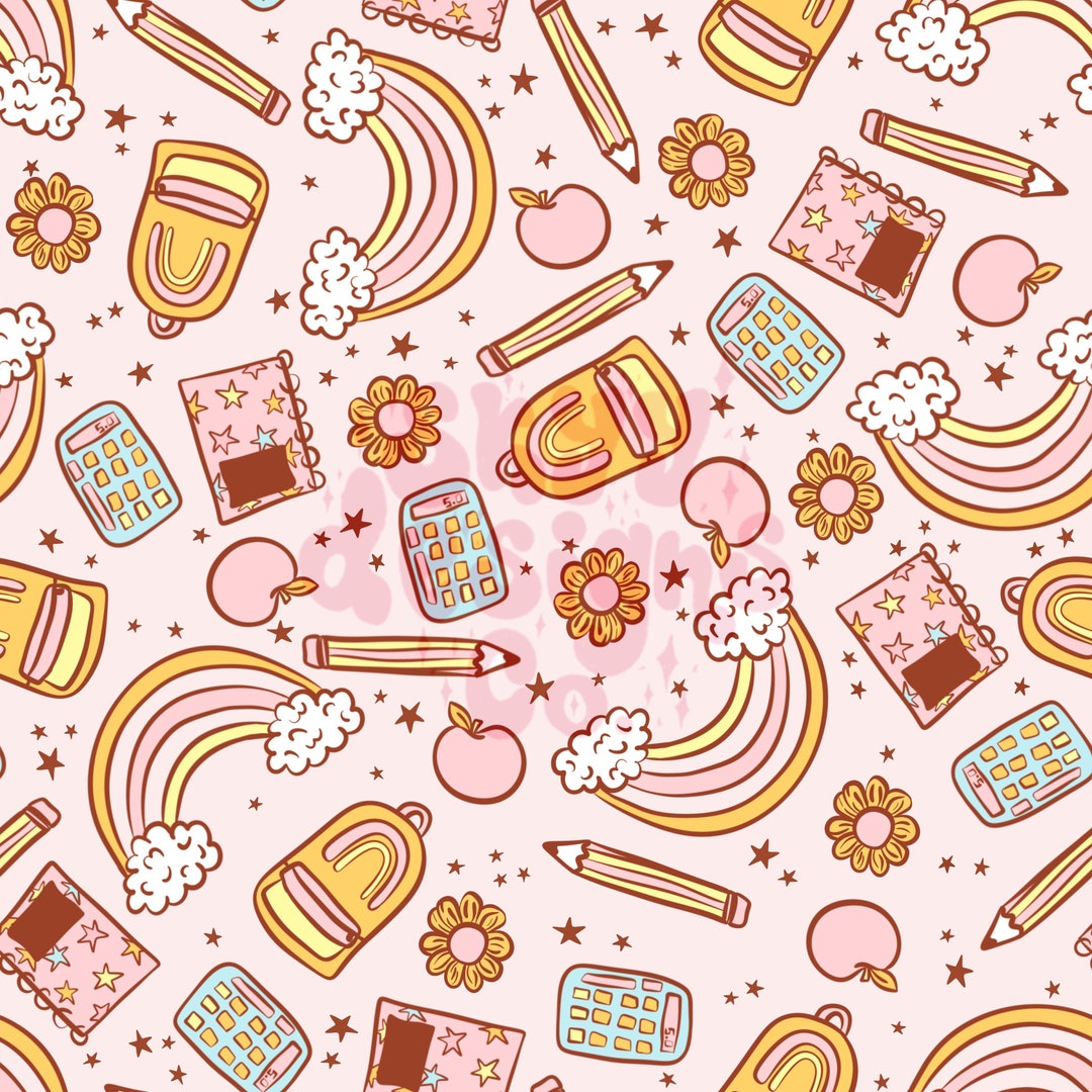 Pastel School Supply Digital Seamless Pattern for Fabrics and ...