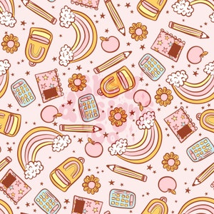 Pastel School Supply Digital Seamless Pattern for Fabrics and ...