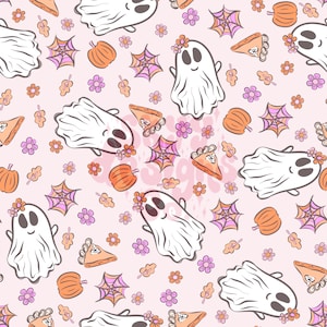 Halloween Girly Pumpkin Ghosts Girly Digital Seamless Pattern for ...