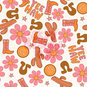 Cowgirl Embroidery Style Seamless Pattern, Western Pattern Paper ...