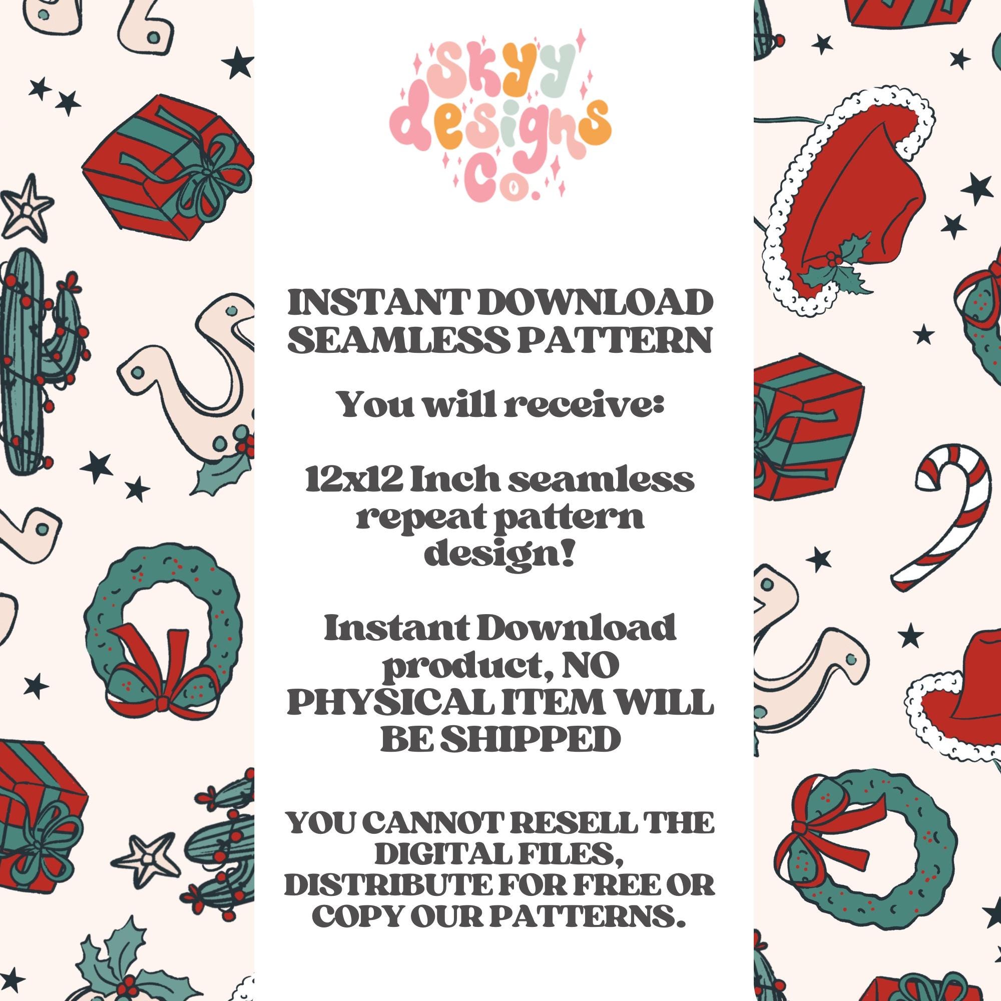 Western Christmas Seamless Pattern, Cowgirl Winter Pattern Paper ...