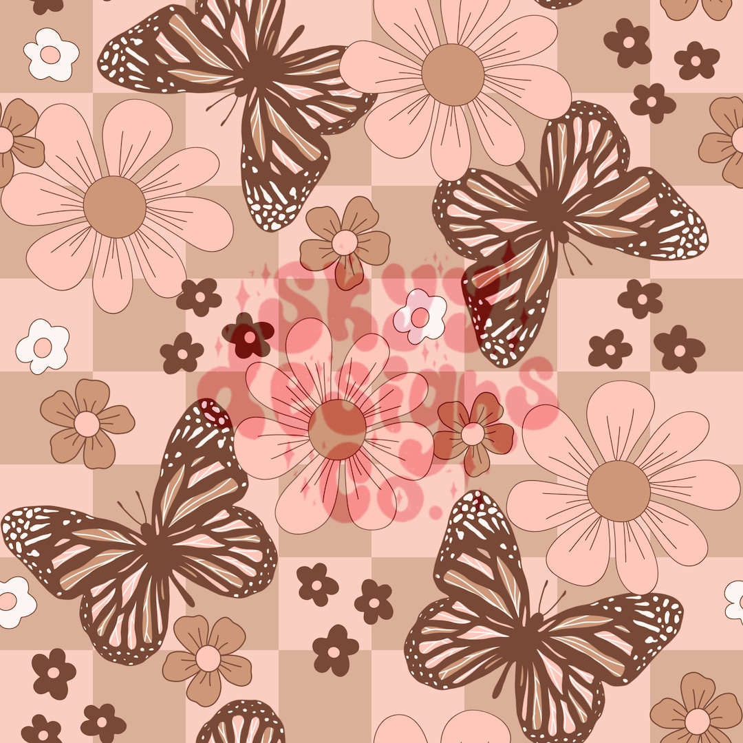 Boho Butterfly Sunflower Digital Seamless Pattern for Fabrics and ...