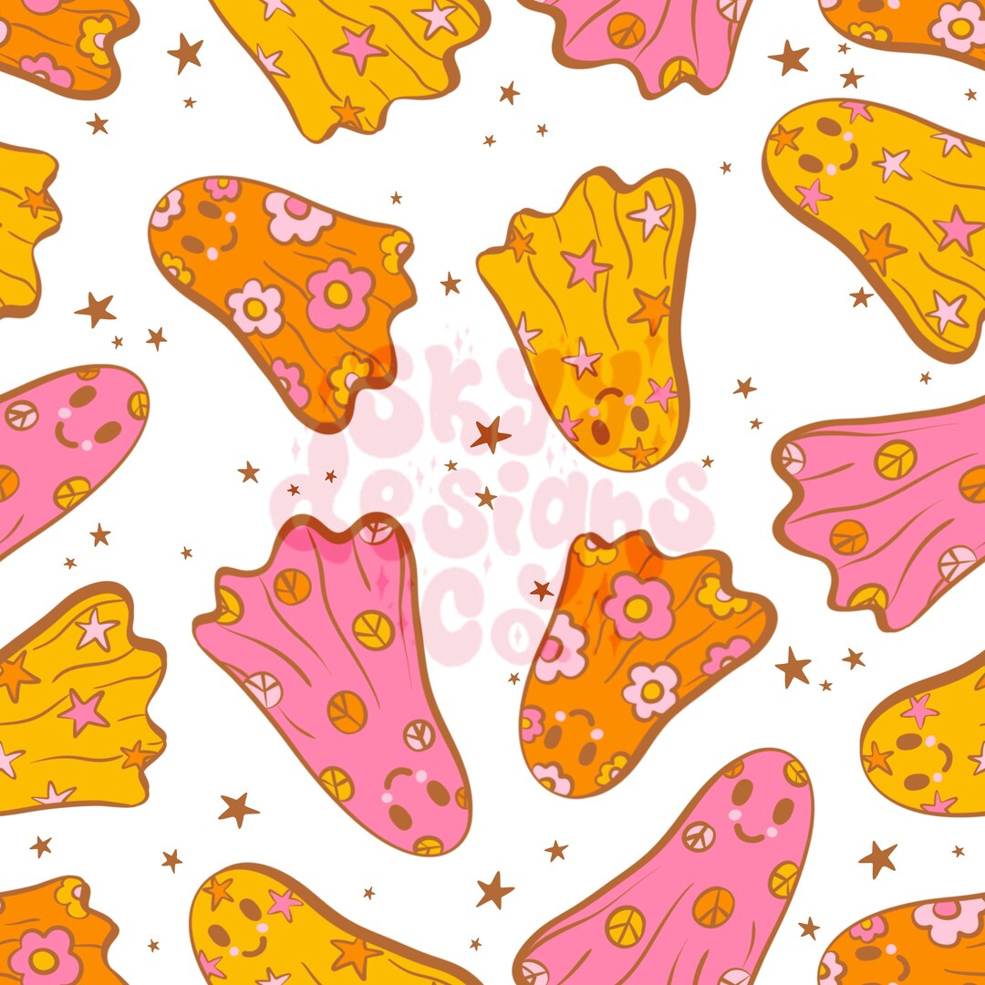 Girly Halloween Ghosts Digital Seamless Pattern for Fabrics and ...