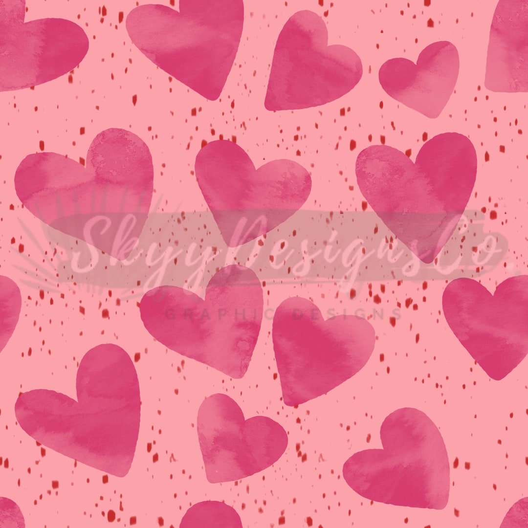Watercolor Splatter Hearts Digital Seamless Pattern for Fabrics and ...