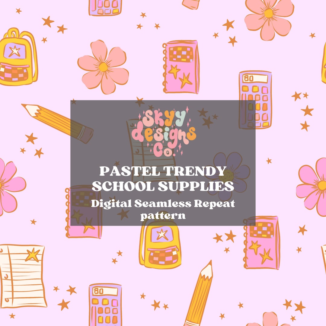 Pastel School Supply Digital Seamless Pattern for Fabrics and ...