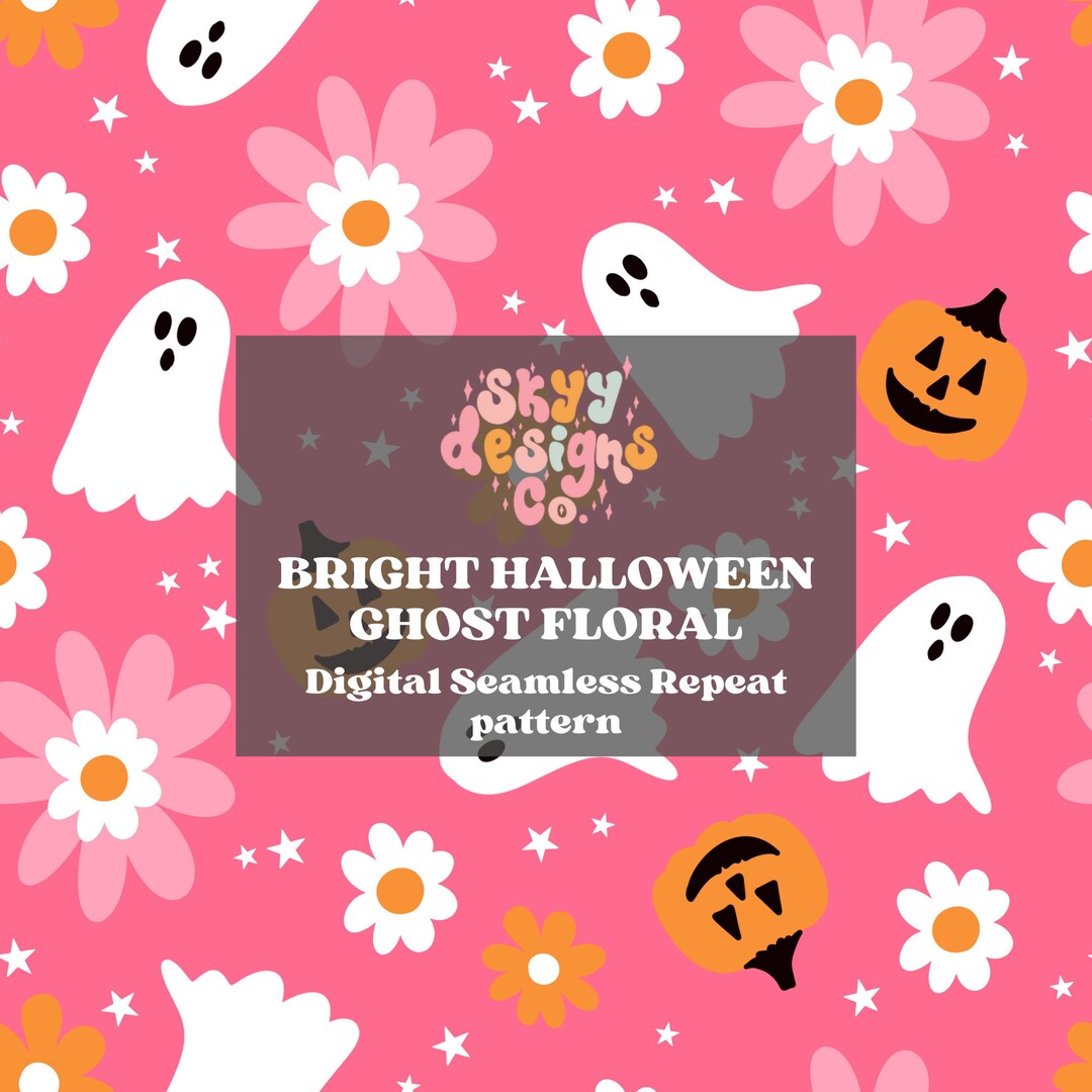 Girly Halloween Ghosts Digital Seamless Pattern for Fabrics and ...