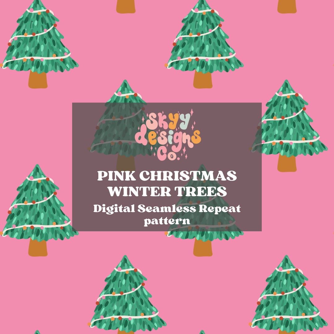 Pastel Pink Christmas Trees Digital Seamless Pattern for Fabrics and ...