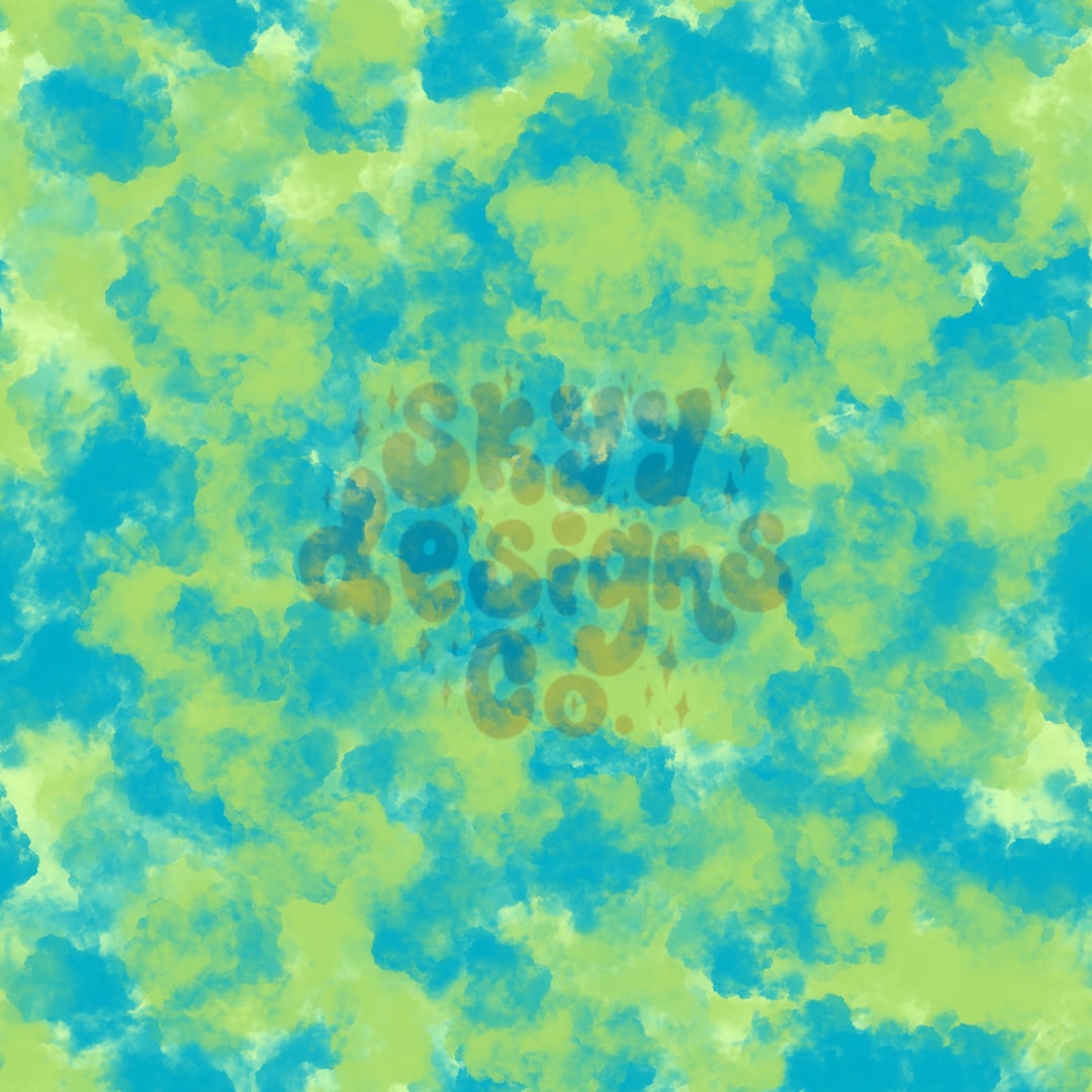 Bright Blue Green Tie Dye Digital Seamless Pattern for Fabrics and ...