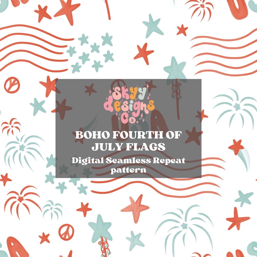 Fourth of July Boho Flags Digital Seamless Pattern for Fabrics and ...