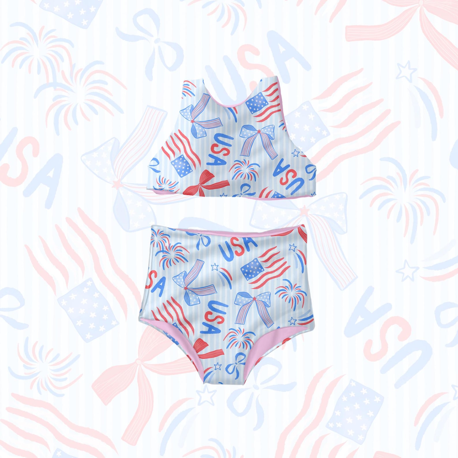 American Flag Coquette Bows Seamless Pattern for Fourth of July ...