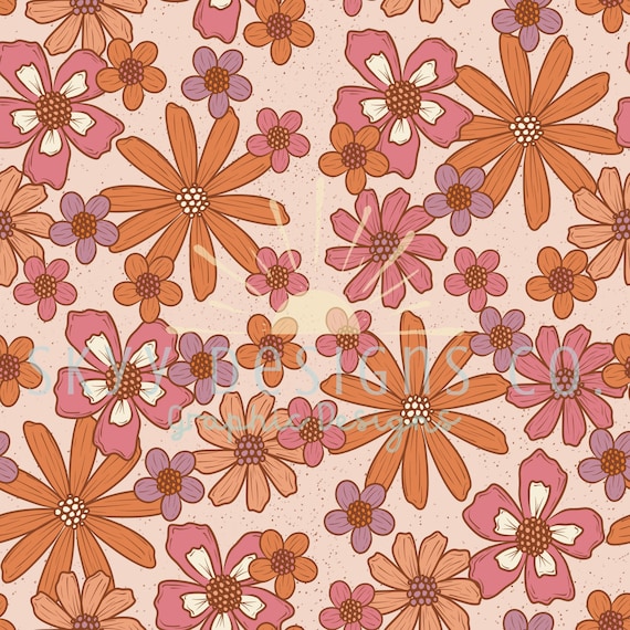 Retro Western Floral Digital Seamless Pattern for Fabrics and - Etsy