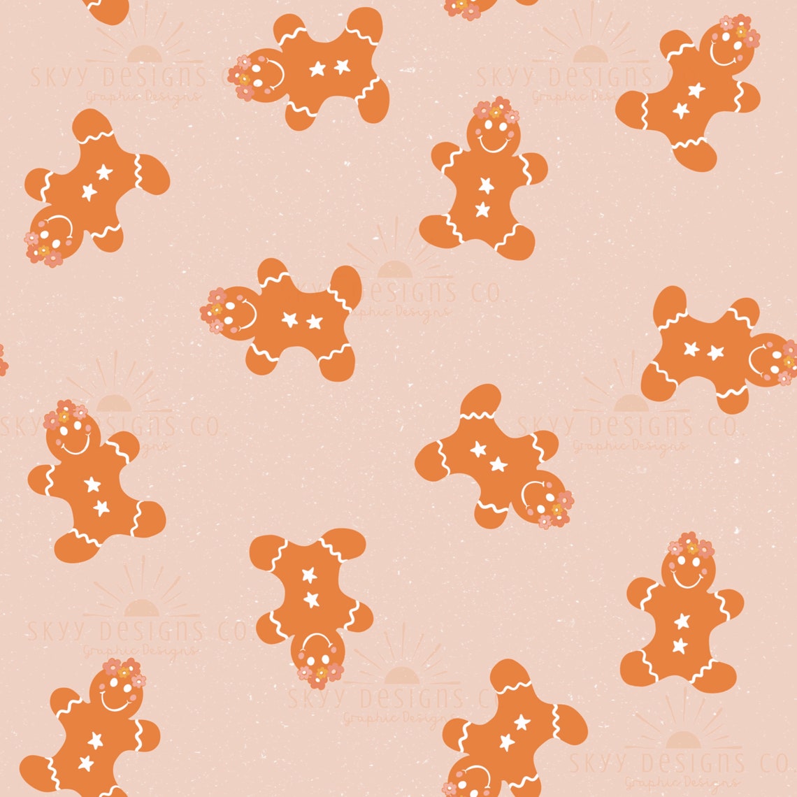 Floral Gingerbread Digital Seamless Repeat Pattern for - Etsy