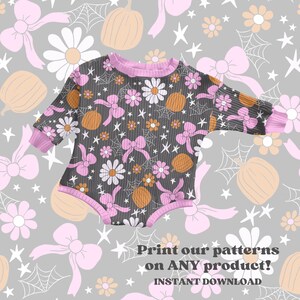 Trendy Coquette Halloween Seamless Pattern Digital Download, Spooky ...