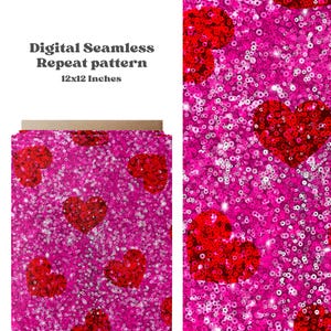 Sequin Glitter Hearts Seamless Pattern for Valentine's Day, Faux ...