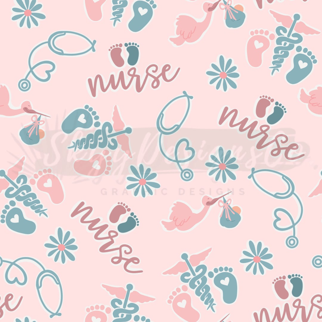 Baby Nurse Labor and Delivery Seamless Pattern for Medical Field, Baby ...