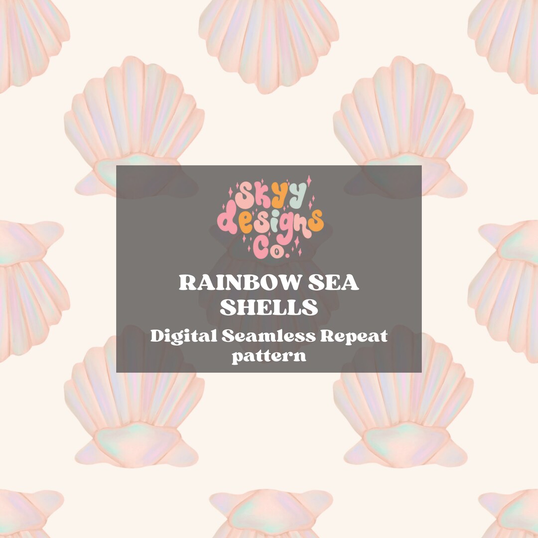 Watercolor Seashells Seamless Pattern for Summer, Rainbow Shells ...