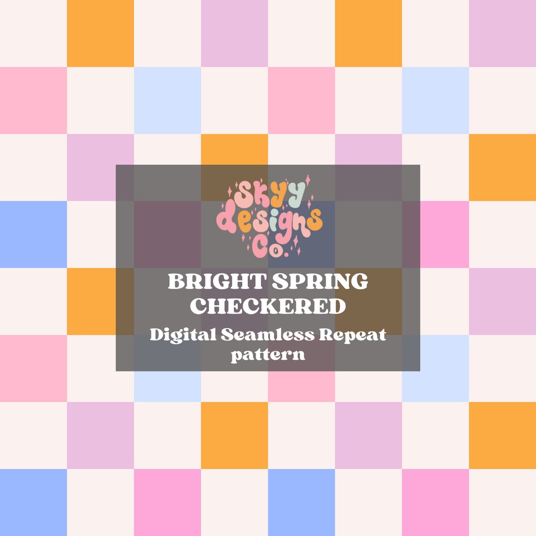Pastel Bright Retro Checkered Seamless Repeat Pattern for Spring, Seamless Checkered Pattern ...