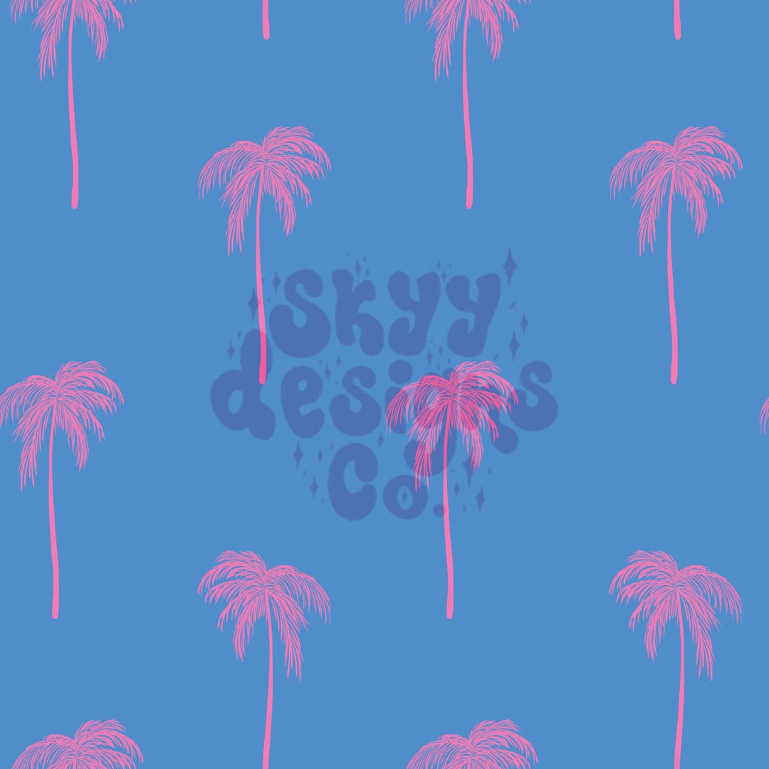 Bright Summer Palm Tree Seamless Pattern, Retro Beach Pattern Paper for ...
