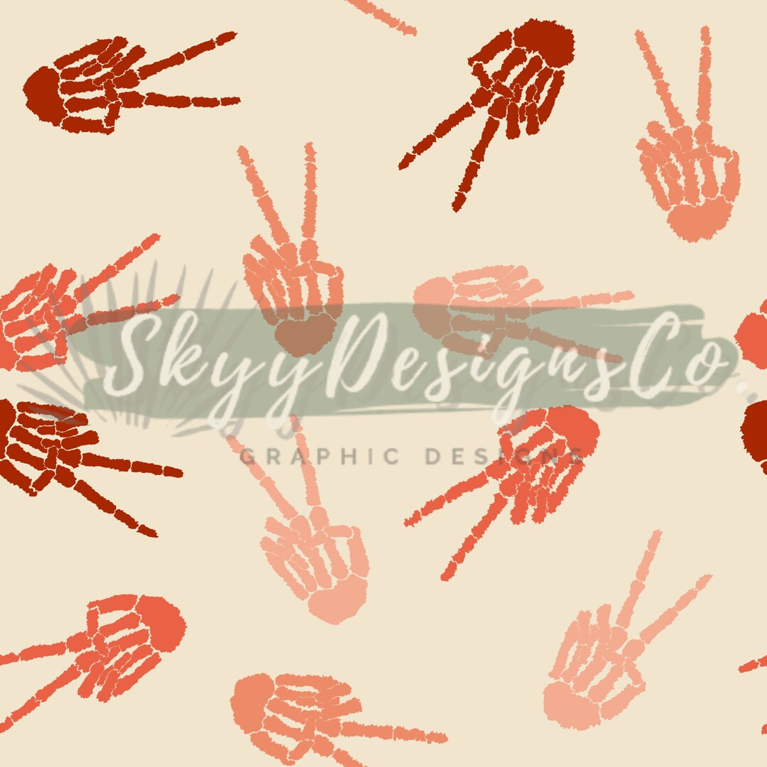 Gender Neutral Skeleton Peace Sign Seamless Pattern for Halloween ...