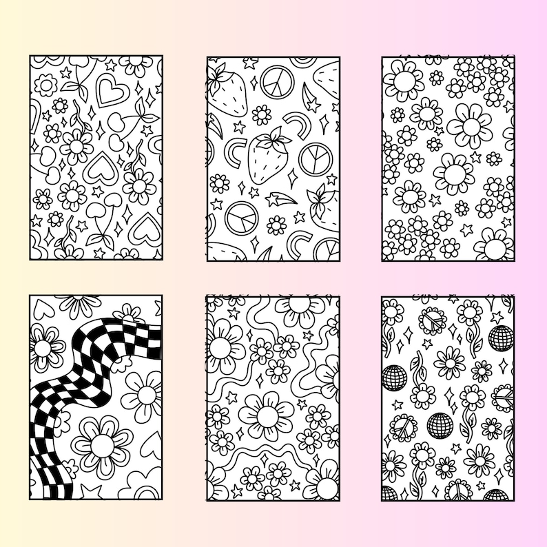 Retro Groovy Coloring Pages for Adults, Printable Pages PDF Digital ...