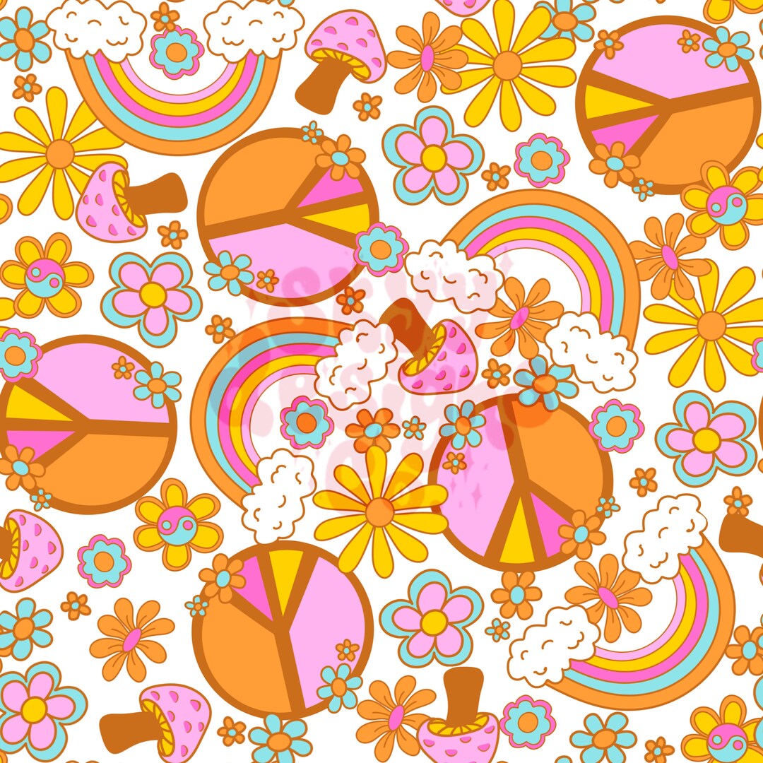Retro Groovy Mushroom Seamless Repeat Pattern, Retro Seamless Repeat ...