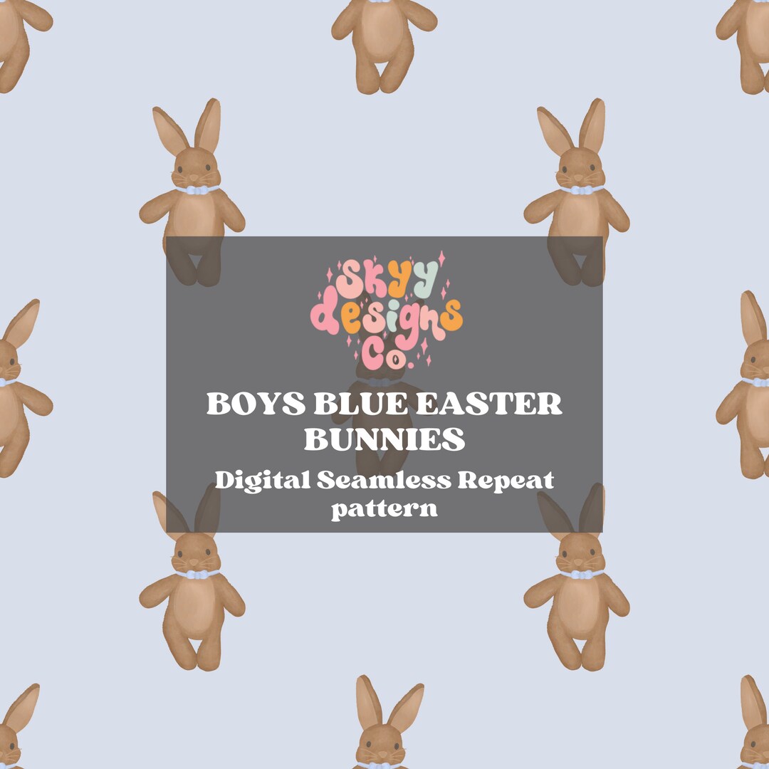 Trendy Boys Easter Bunnies Digital Seamless Pattern for Fabrics, Boho ...